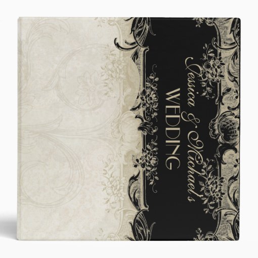 Art Deco Style Peacock Black n Cream Vintage Lace Binder | Zazzle