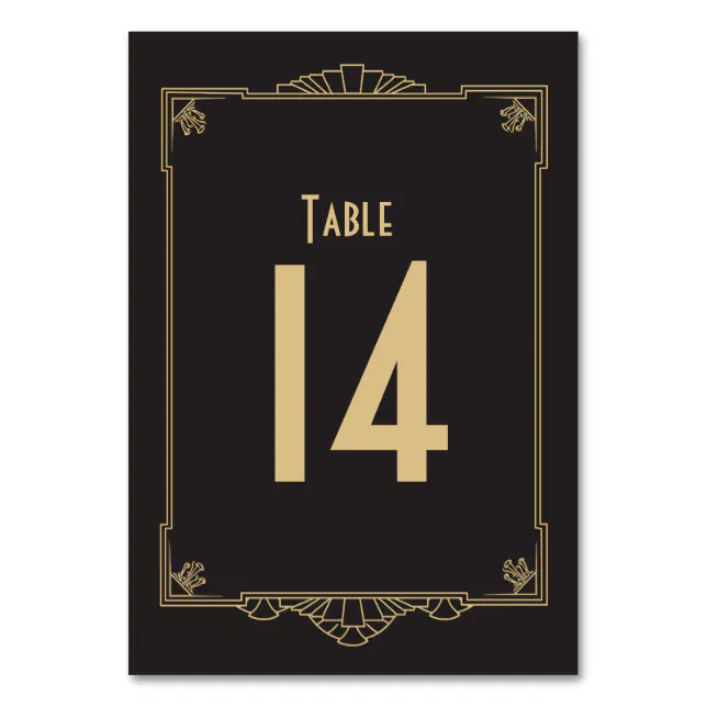 Art Deco Style Table Number | Zazzle
