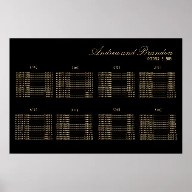 Art Deco Style Wedding Seating Chart | Zazzle