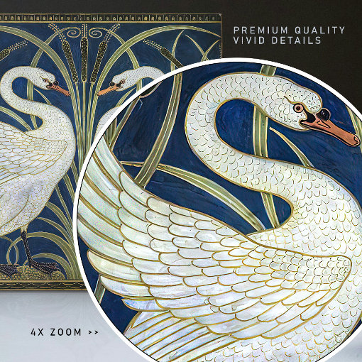 Art Deco Swans Wall Decor Art Nouveau Swan Ceramic Tile | Zazzle