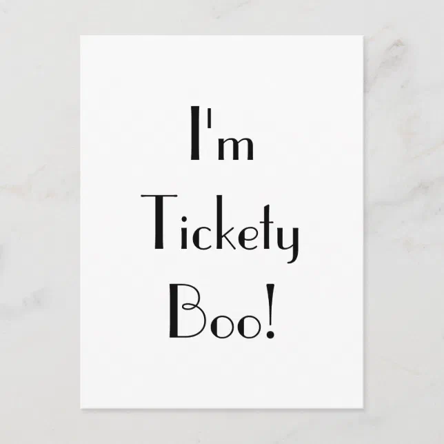 Art Deco Tickety Boo Typography Postcard | Zazzle