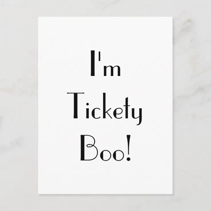 Art Deco Tickety Boo Typography Postcard | Zazzle
