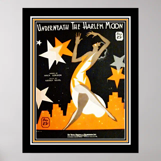 Art Deco "Underneath the Harlem Moon" Poster | Zazzle