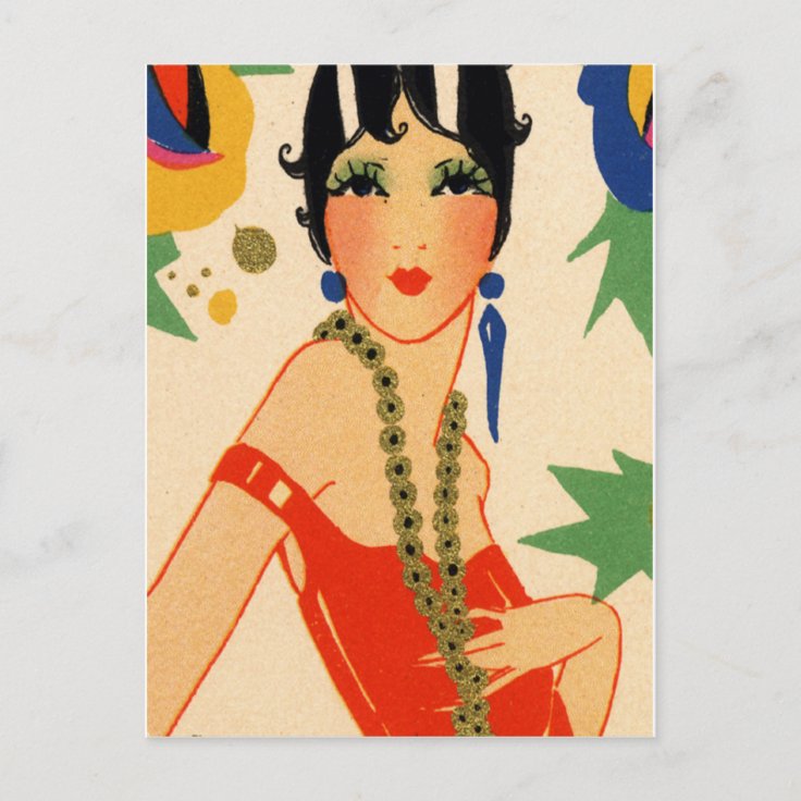 Art Deco Vamp, 1920s Flapper Postcard | Zazzle
