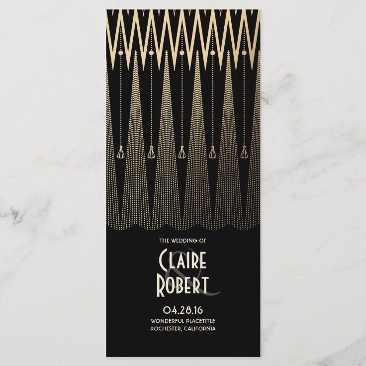 Art Deco Vintage Black and Gold Wedding Programs | Zazzle