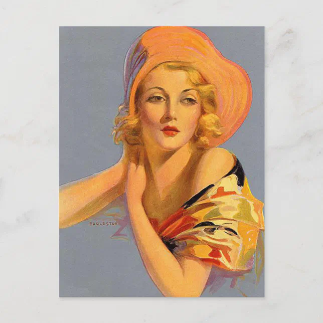Art Deco Vintage Pin Up Girl Art postcard | Zazzle