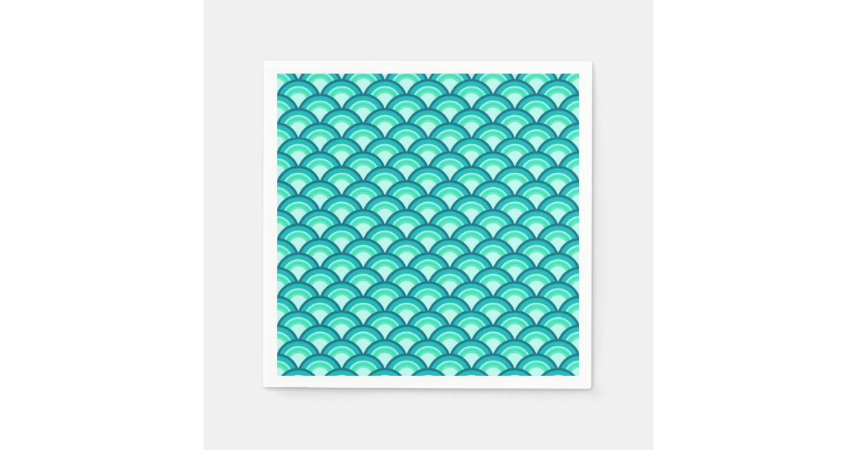 Art Deco wave pattern - shades of turquoise Paper Napkins | Zazzle