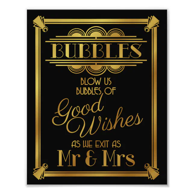 art deco, Wedding bubble sign wedding poster, | Zazzle