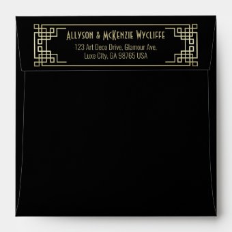 Art Deco Wedding Champagne Gold Gatsby Glamour Envelope | Zazzle