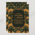 Art Deco Wedding Diamond Gold and Green Invitation | Zazzle