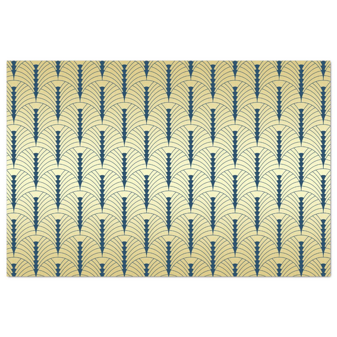 Art Deco Wedding Gold Blue Palmetto Pattern Tissue Paper | Zazzle