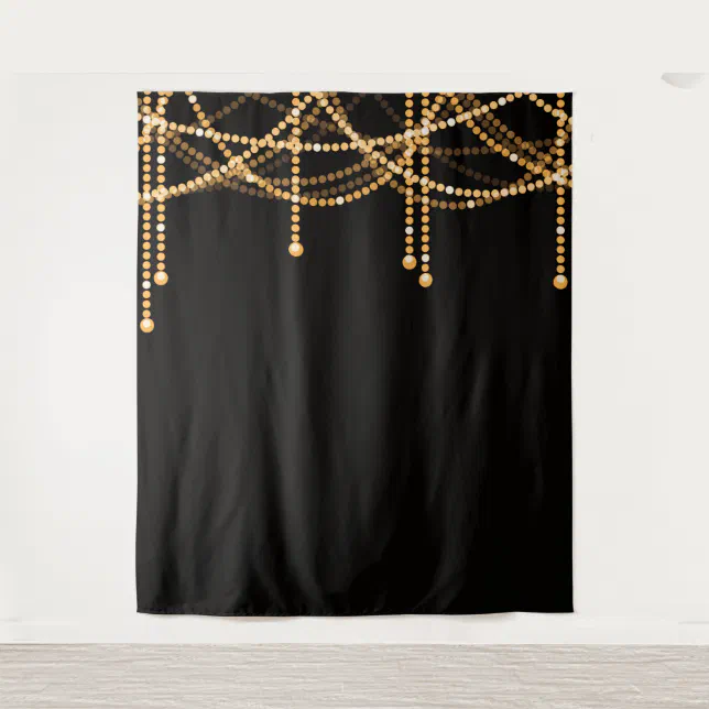 Art Deco Wedding Photo Backdrop Gold String Lights | Zazzle