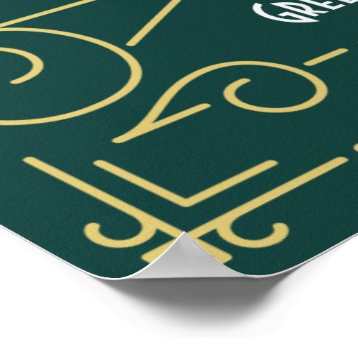 Art Deco Wedding Reception Gold Green Welcome Sign | Zazzle