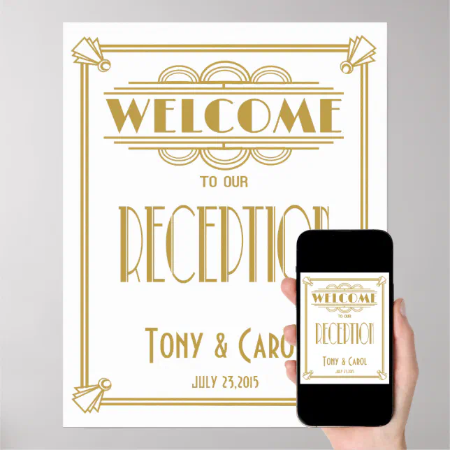 Art Deco Welcome to our Reception print | Zazzle