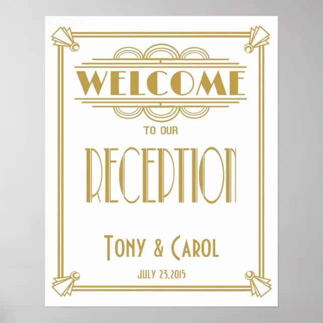 Art Deco Welcome to our Reception print | Zazzle