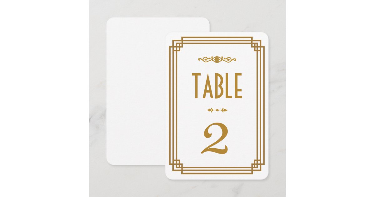 Art Deco White Wedding Table Numbers | Zazzle