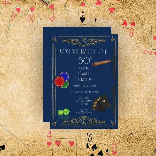 Art Decor Poker & Cigar Party Invitation | Zazzle