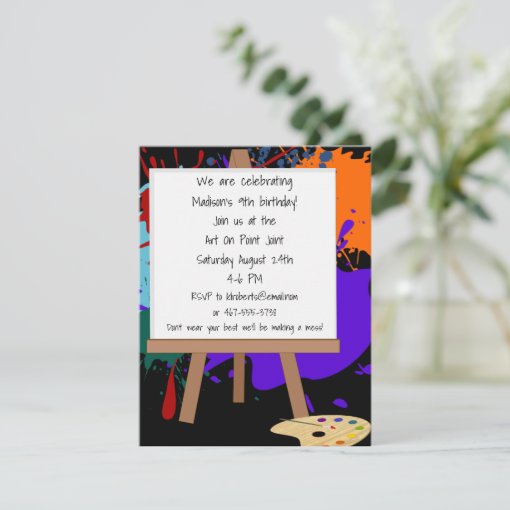 Art Easel Painting Party Invitation | Zazzle