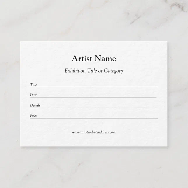Art Exhibition Label Template for Artists Business Card | Zazzle