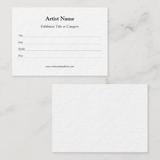Art Exhibition Label Template for Artists Business Card | Zazzle