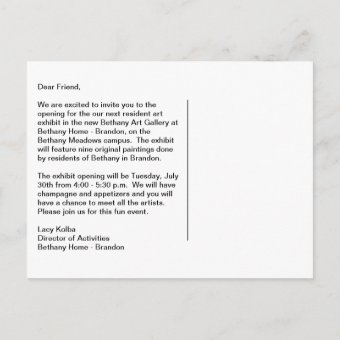 Art Gallery Exhibit Open Invitation Postcard | Zazzle