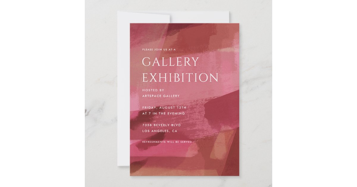 Art Gallery Exhibition Abstract Red Invitation | Zazzle