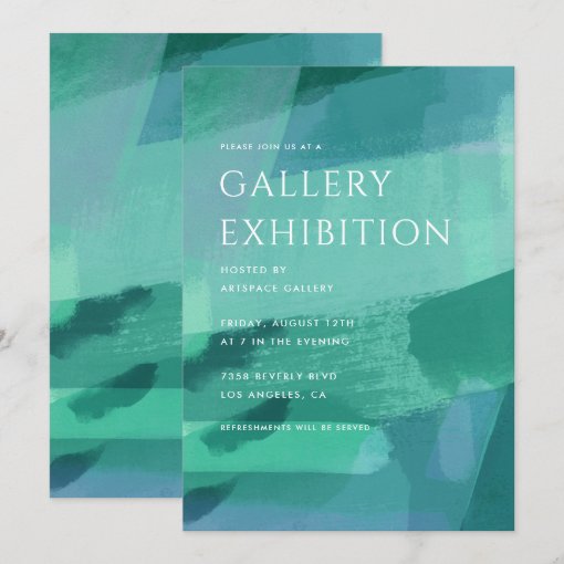 Art Gallery Exhibition Green Invitation | Zazzle