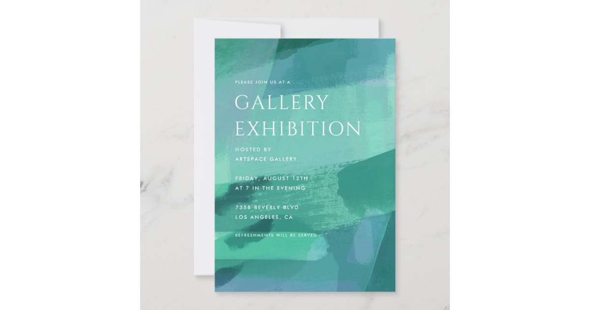 Art Gallery Exhibition Green Invitation | Zazzle