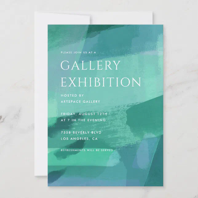 Art Gallery Exhibition Green Invitation | Zazzle