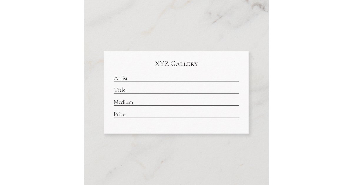 Art Gallery Exhibition Label Card Template | Zazzle