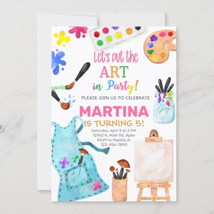 Art girl birthday invitation, art party invite. invitation | Zazzle.com