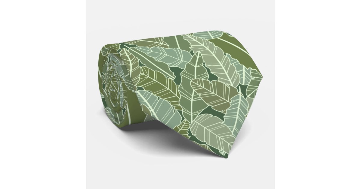 Art linework leaves pattern sage green neck tie | Zazzle