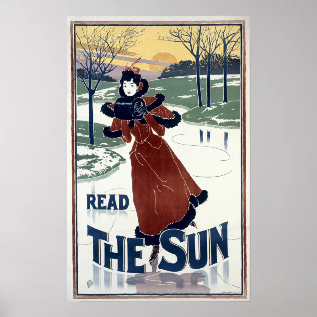 Art Nouveau 1895 The Sun ad by Louis John Rhead Poster | Zazzle