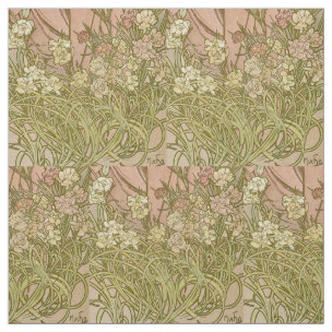 Vintage Art Nouveau Mucha Floral Pattern Fabric | Zazzle