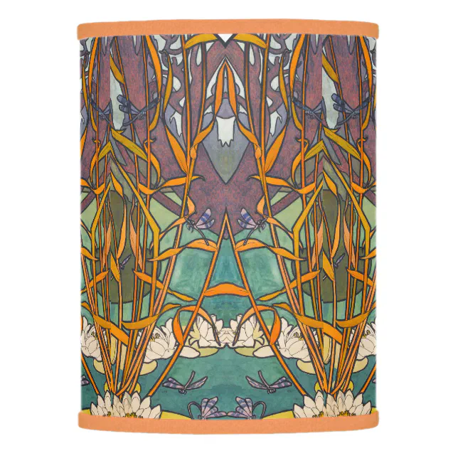 Art nouveau Alphonse mucha flower pond dragonfly Lamp Shade | Zazzle