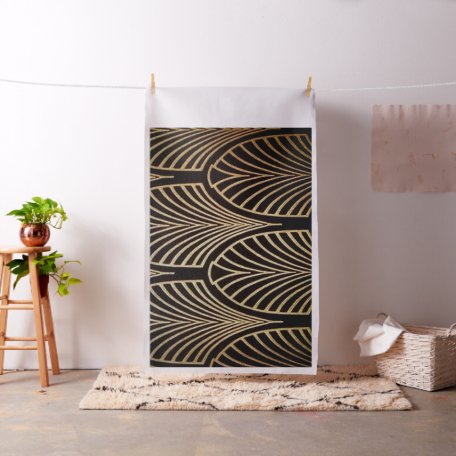 Art Deco fan pattern - black and white Fabric | Zazzle