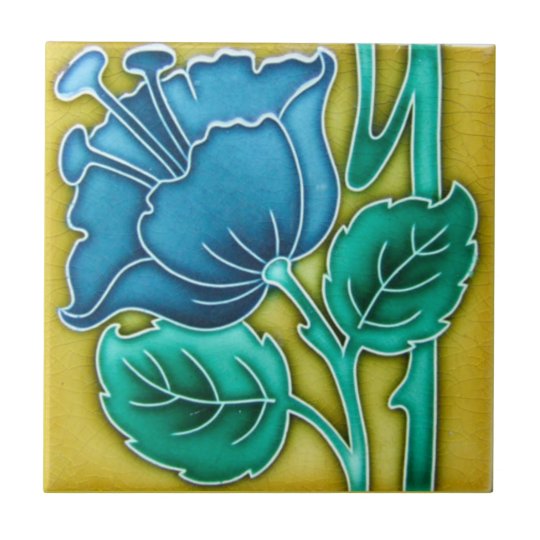 Art Nouveau Blue Poppy Ceramic Tile | Zazzle.com