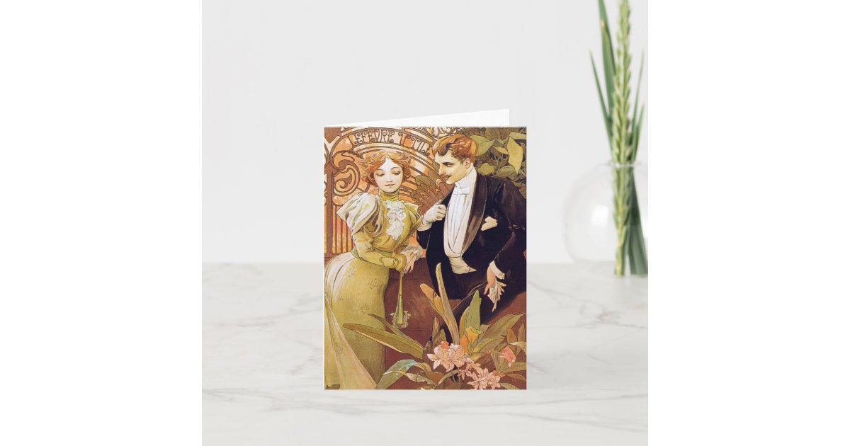 Art Nouveau Flirt Card | Zazzle