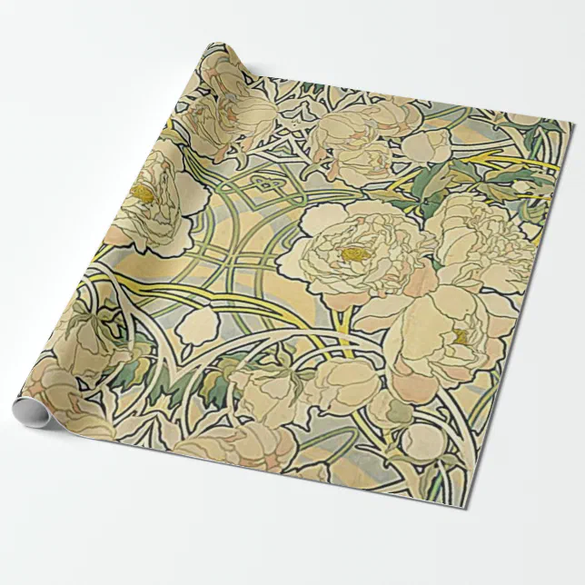 Art Nouveau Floral Decoupage Poster Wrapping Paper | Zazzle