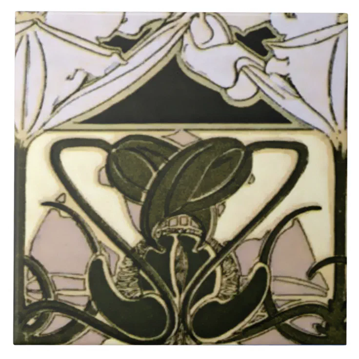 Art Nouveau Floral Frieze by Mucha Ceramic Tile | Zazzle