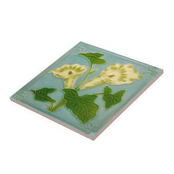 Art Nouveau Floral Repro Olivant Faux Molded Ceramic Tile | Zazzle
