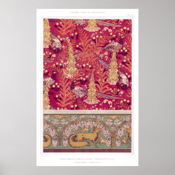Art nouveau fox pheasant Foxglove verneuil Poster | Zazzle