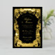 Art Nouveau Frame Monogram Wedding Black Gold Foil Invitation | Zazzle