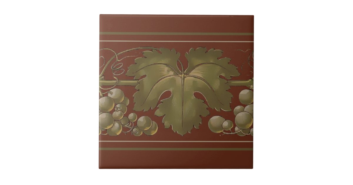 Art Nouveau Grapes on Grapevine Frieze Pattern Ceramic Tile | Zazzle