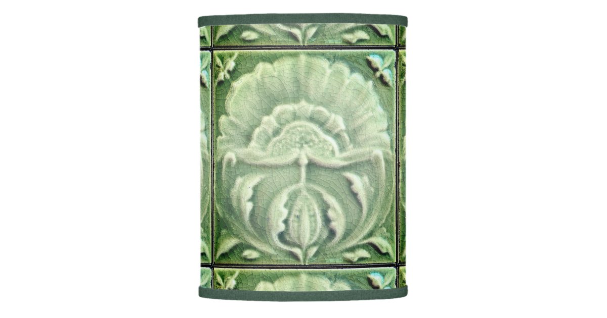 Art nouveau jugendstil flower tile design green lamp shade | Zazzle
