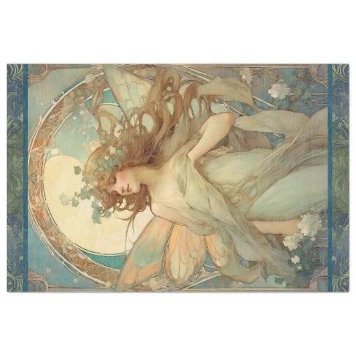 Art Nouveau Lady Fairy Alphonse Mucha Ephemera Tissue Paper | Zazzle