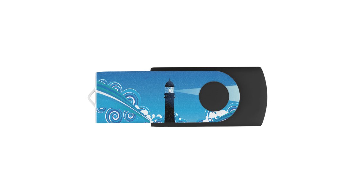 Art nouveau lighthouse in the sea flash drive | Zazzle
