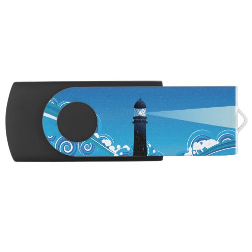 Art nouveau lighthouse in the sea flash drive | Zazzle