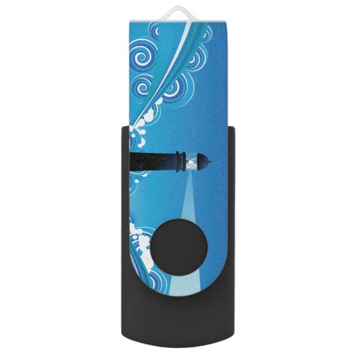 Art nouveau lighthouse in the sea flash drive | Zazzle