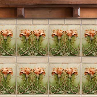 Art Nouveau Lilies Ceramic Tile | Zazzle